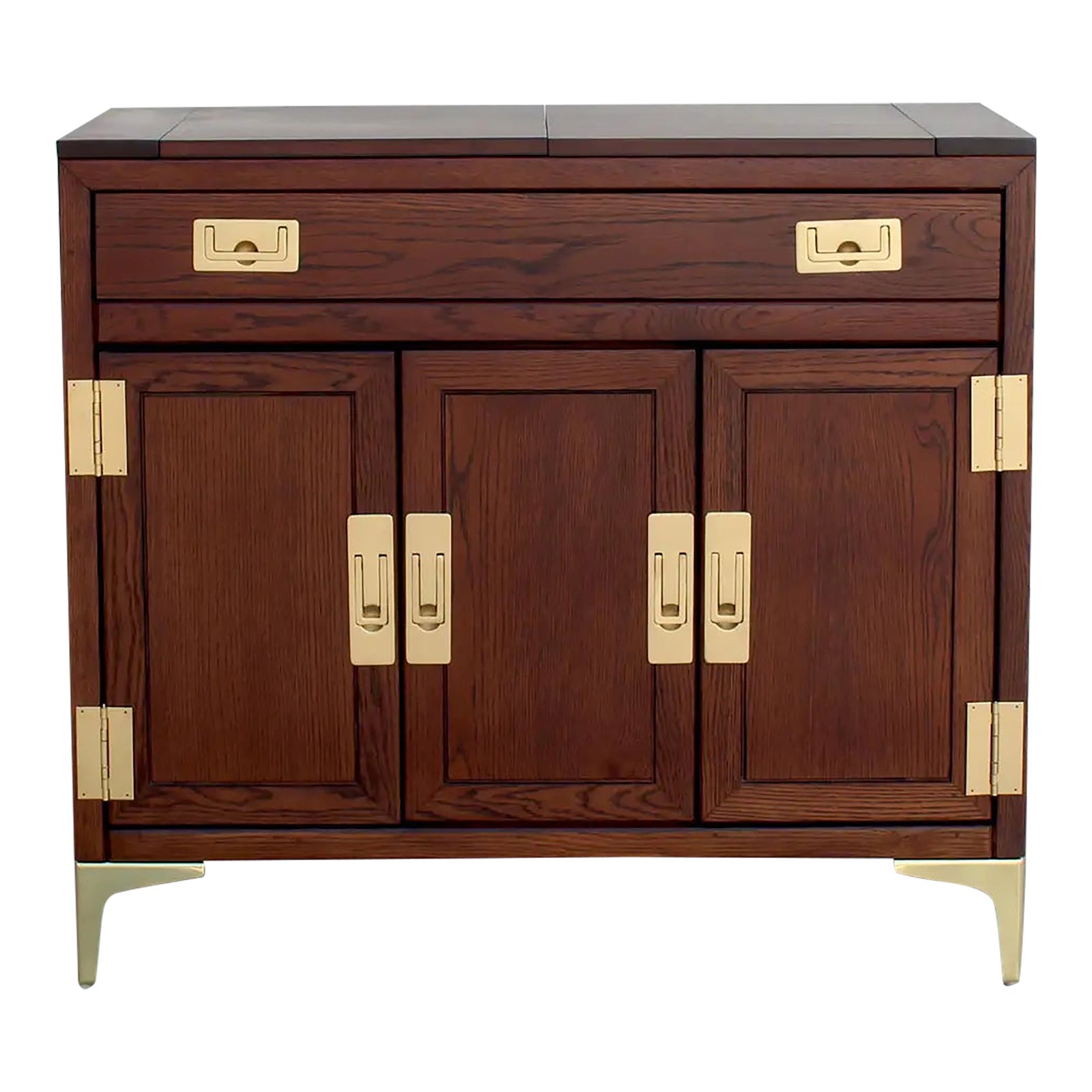 1970's Campaign Style Bar Cabinet | Chairish