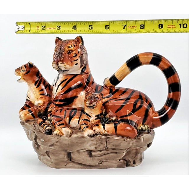 Vintage Ceramic Tiger and Cubs Tea Pot With Striped Tiger Tail Handle ...