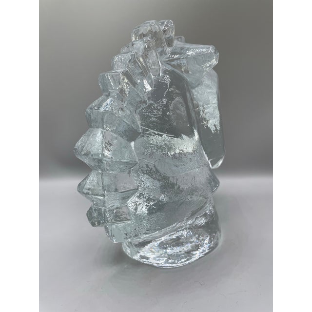 Vintage Pukeberg Sweden Glass Horse Head Brutalist Art Objects | Chairish