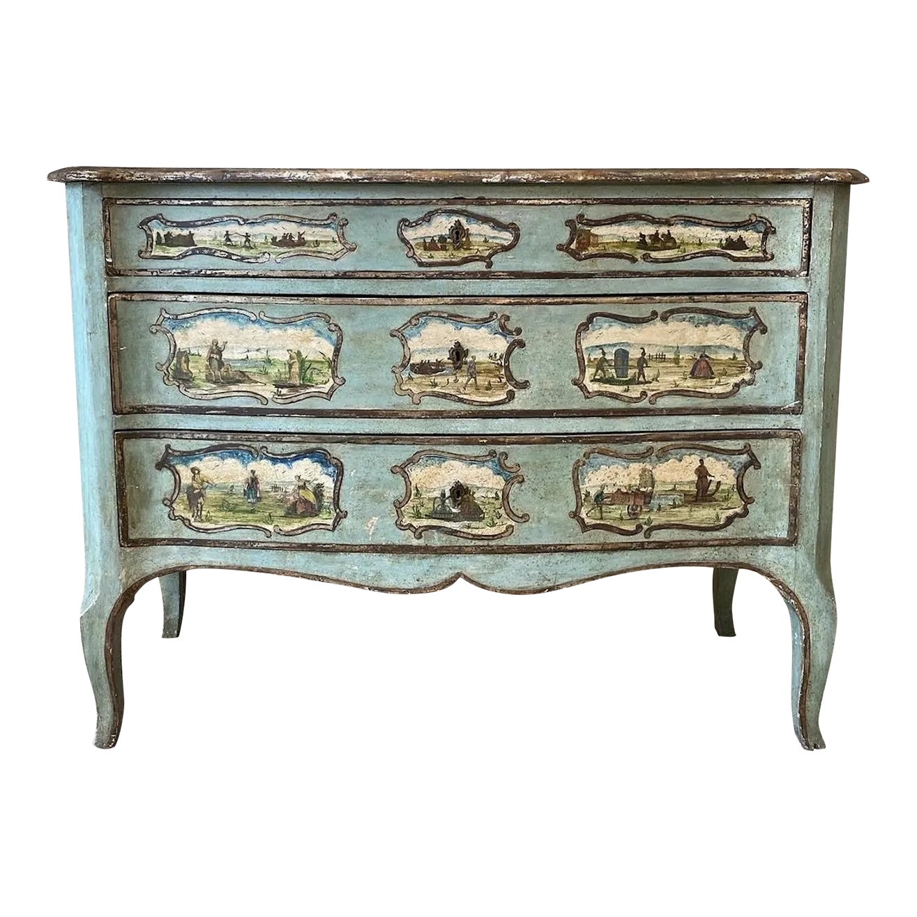 Italian Painted Commode With Artist Scenes - 18th C | Chairish
