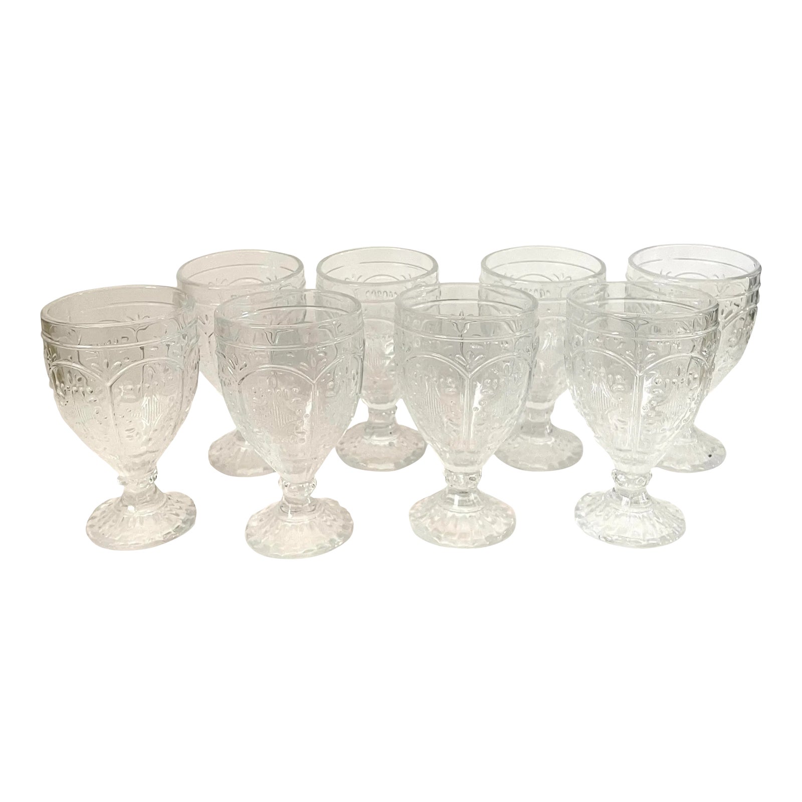 Fitz and Floyd Trestle Glassware Ornate Goblets, Set of 8 | Chairish