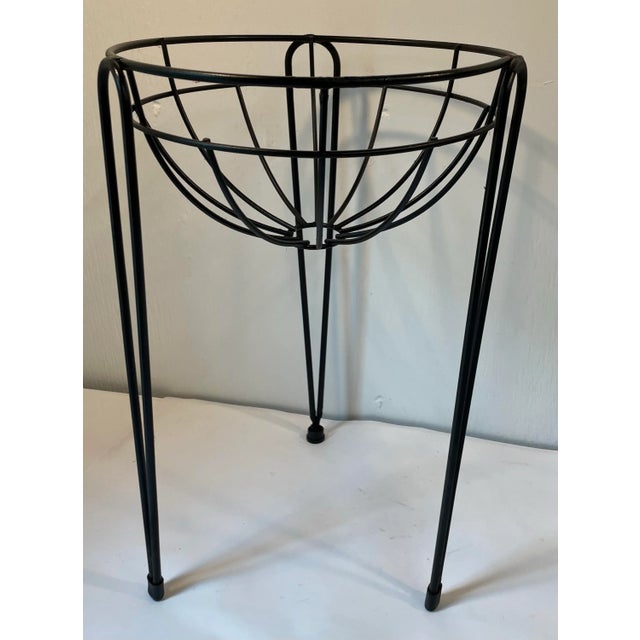 Vintage Round Bottom Black Metal Plant Stand | Chairish