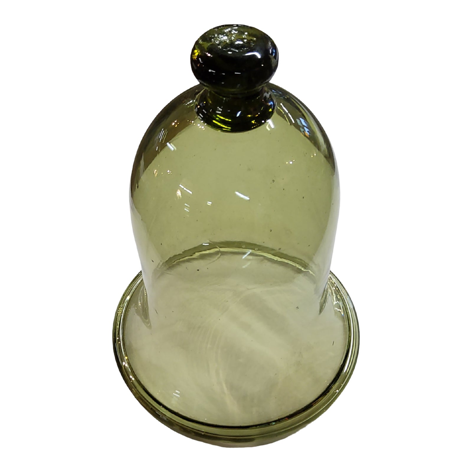 Antique Handblown Green Glass Cloche | Chairish