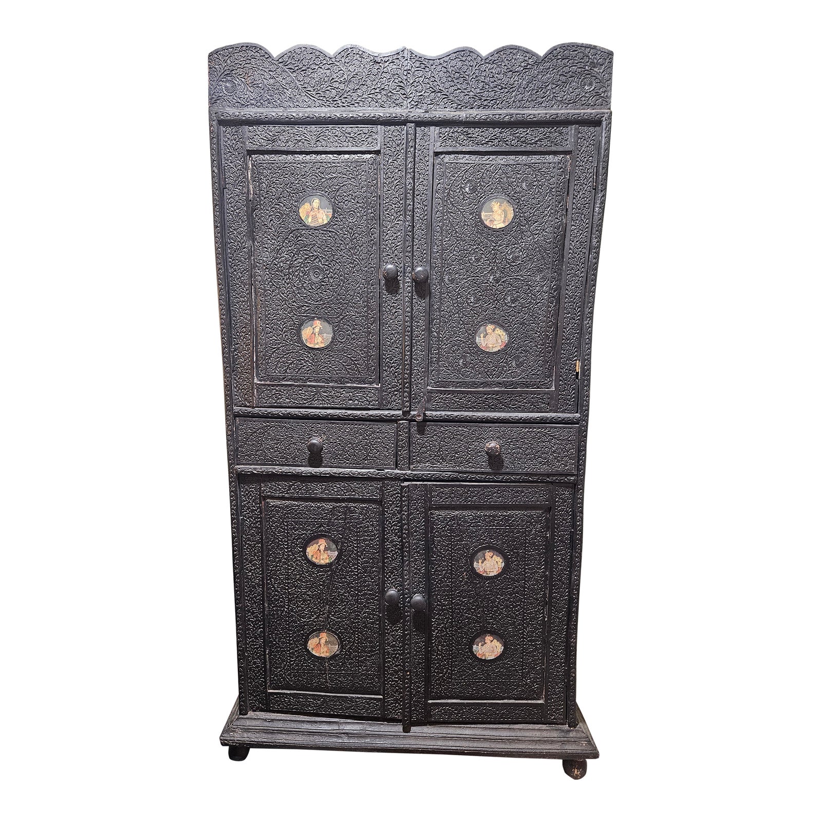 19th Century Hand- Carved Teak Cabinet in the Style of Lockwood De ...