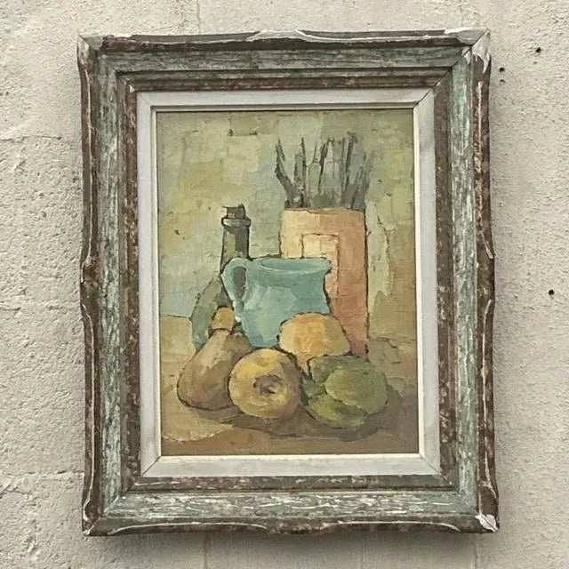 Vintage Boho Italian Impasto Still Life Oil Painting on Canvas | Chairish