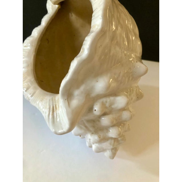 Vintage Coastal Ceramic Conch Shell Cache Pot | Chairish
