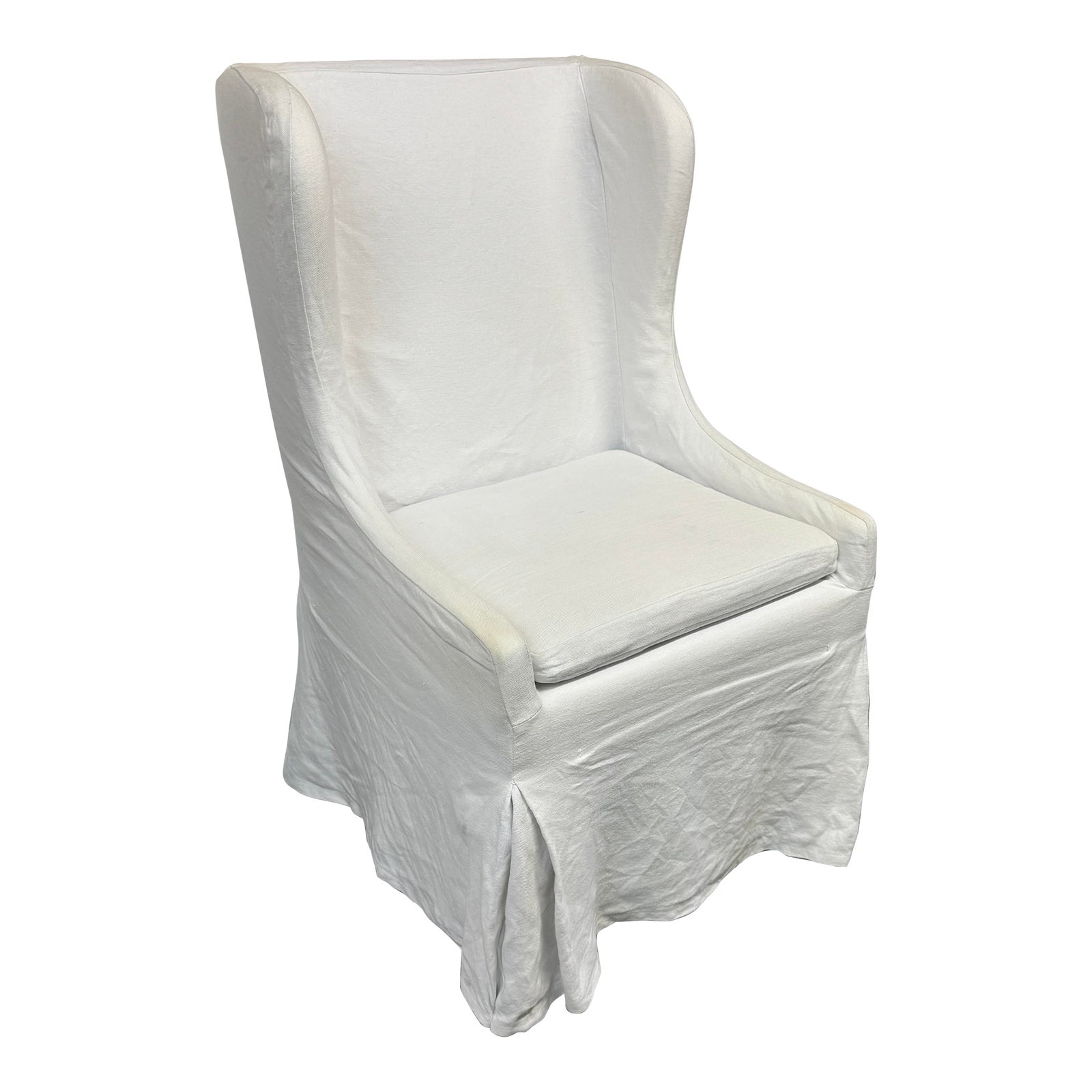 Restoration Hardware Slipcovered Wingback Desk Chair | Chairish