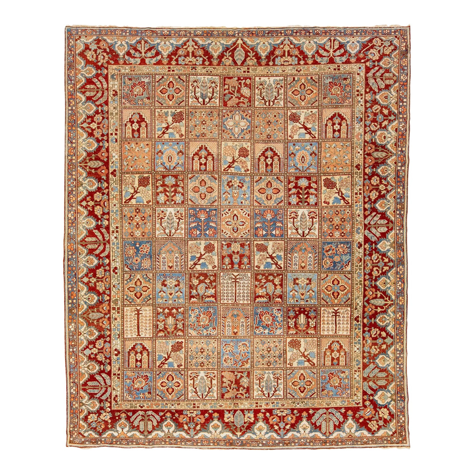 Persian 1920s Bakhtiari Multicolor Wool Rug With Allover Pattern | Chairish
