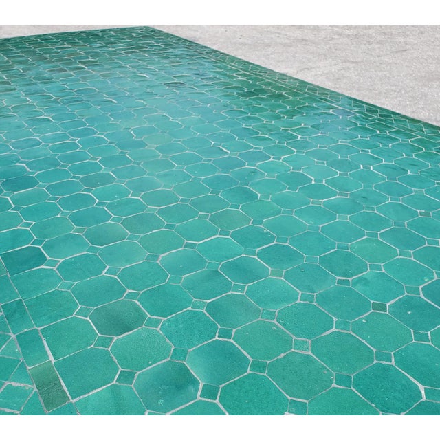 Extra Large Rectangular Hunter Green Moroccan Mosaic Table | Chairish