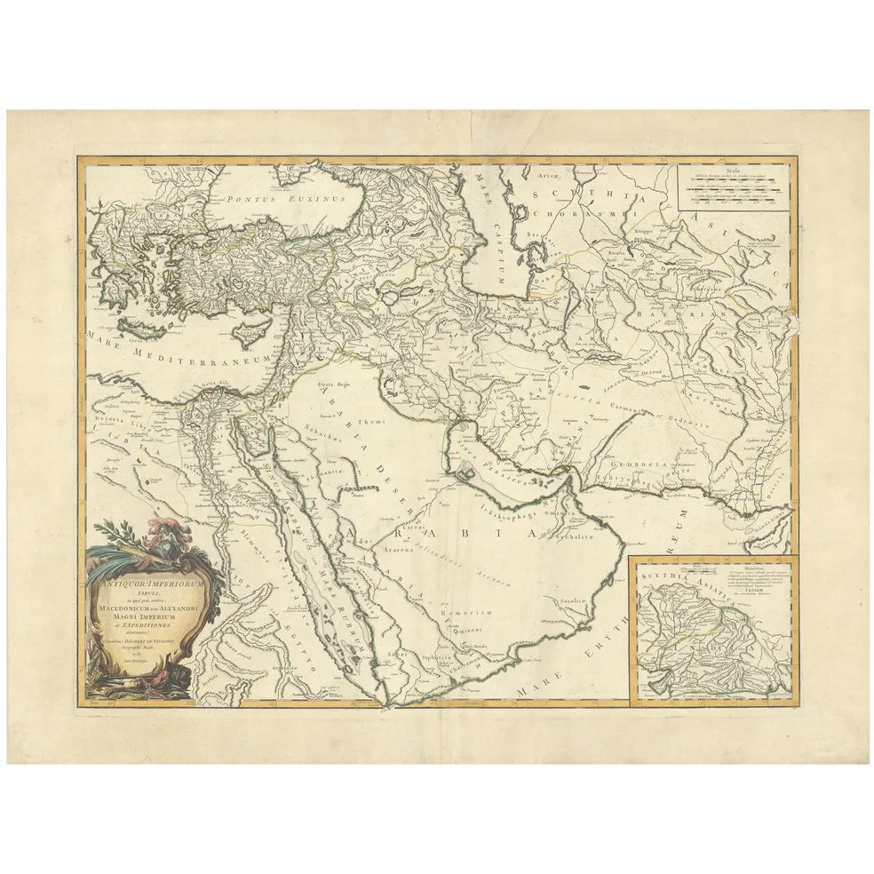 Antique Map of Alexander the Greats Empire and Campaigns by Aeg, 1753 ...