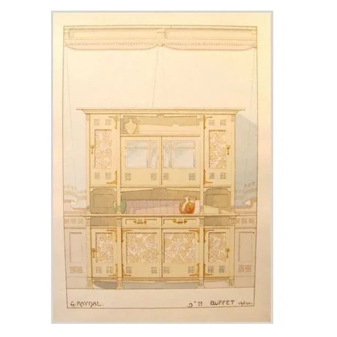 French Decorator Sheet - Interior/ Buffet C. 1900 | Chairish
