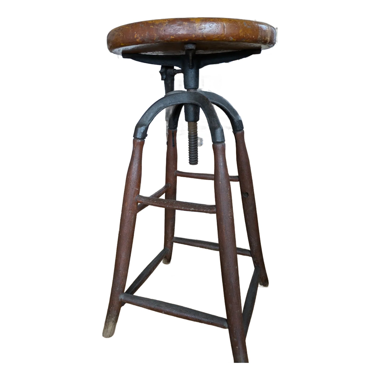 1930s Vintage Drafting Stool With Adjustable Height | Chairish