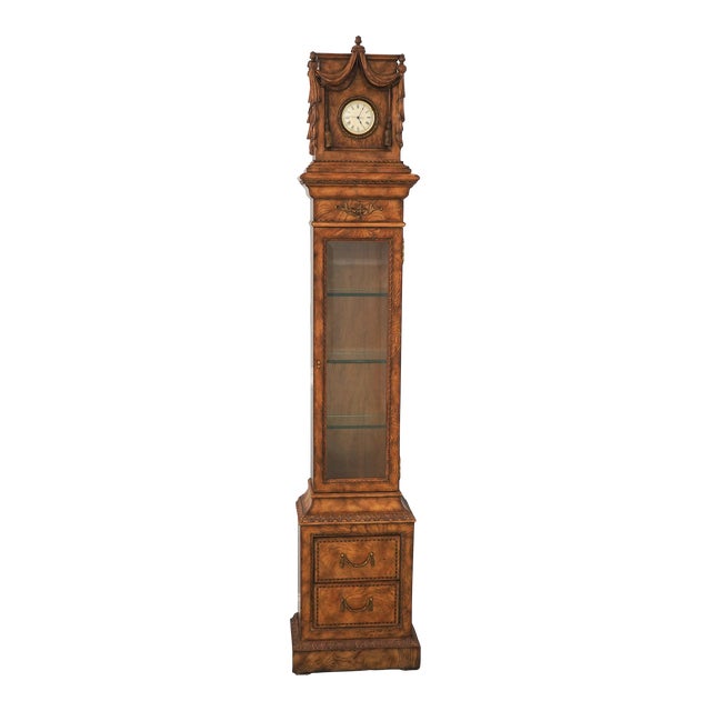 Maitland Smith Narrow Display Curio Cabinet Hall Clock | Chairish
