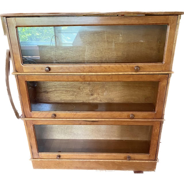 1980s Vintage Hardwood Barrister Bookcase with Brass Finishes and Tuck ...