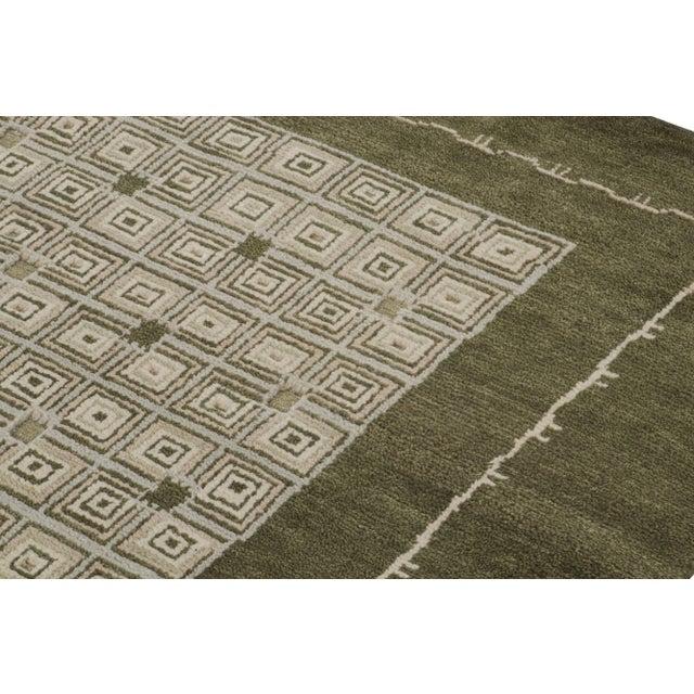 Rug & Kilim’s Modern French Art Deco Style Rug in Green With Geometric ...