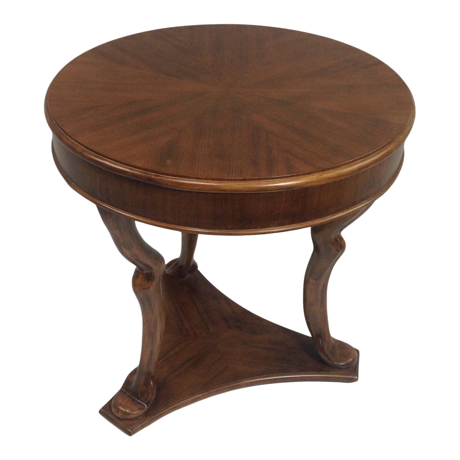 Modern Round Walnut End Table | Chairish