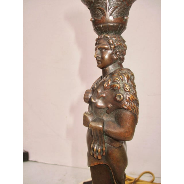 French Bronze Caryatid Lamp of Hercules Circa 1920s | Chairish