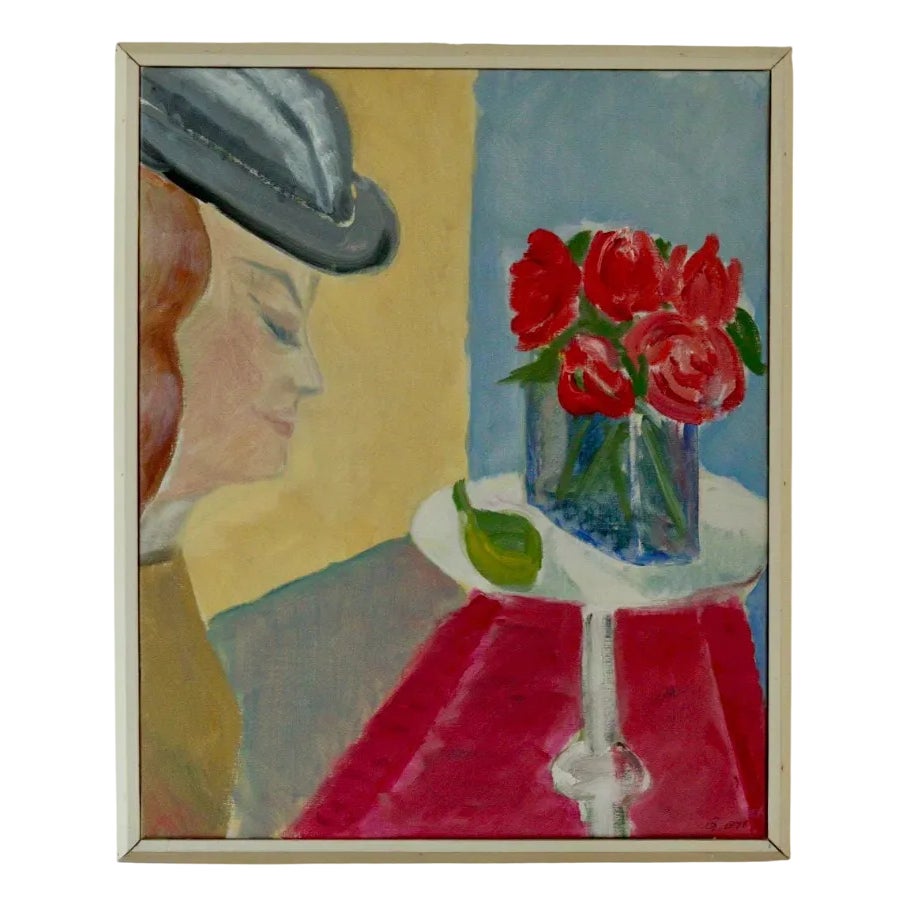 Björn Gyllenhammar, Woman and a Vase, 1978, Oil Painting, Framed | Chairish