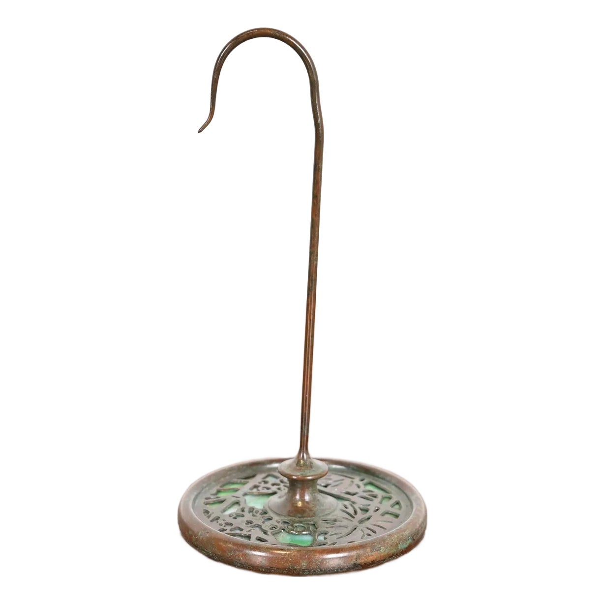 Tiffany Studios New York Grapevine Bronze and Slag Glass Spindle | Chairish