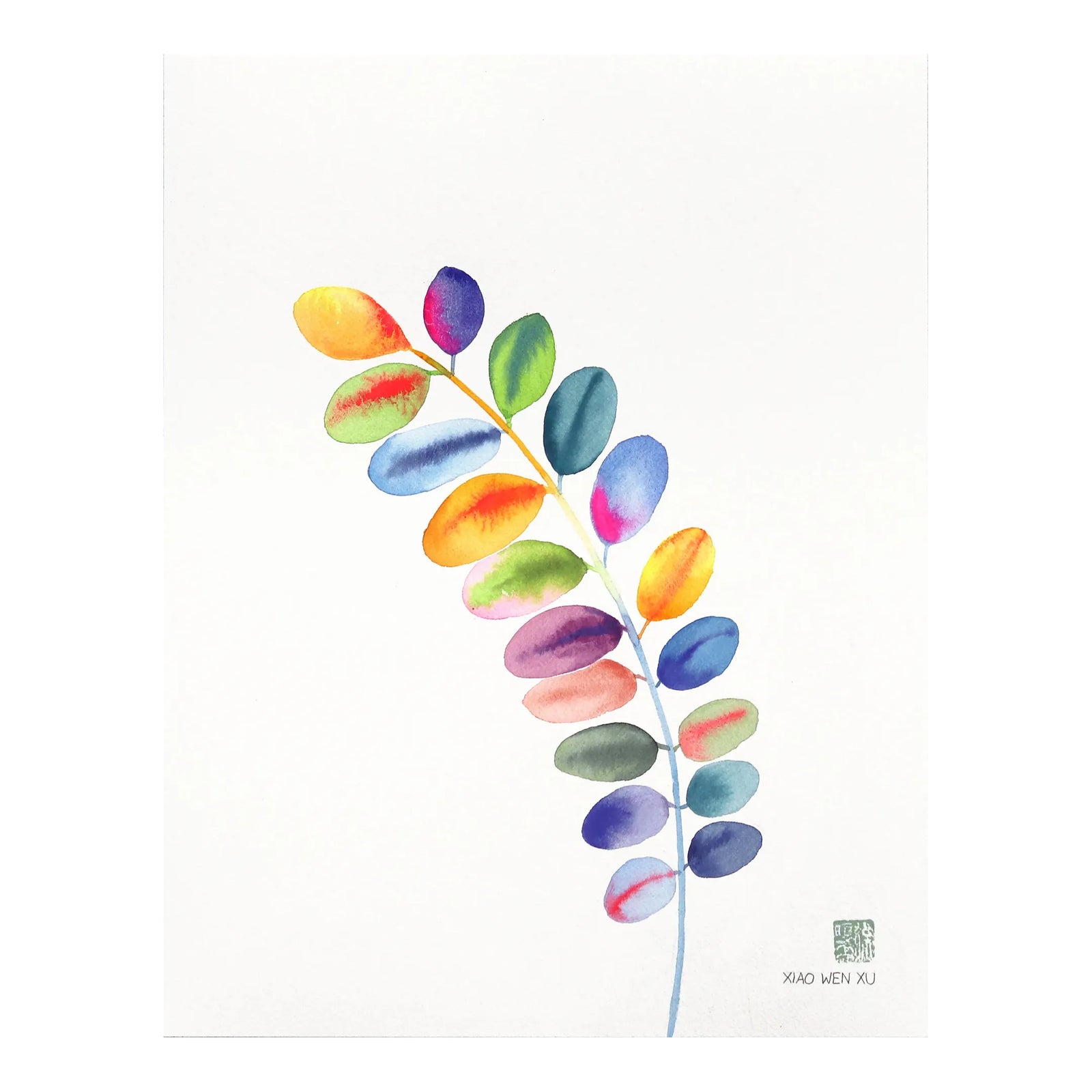 Rainbowland Black Locust Leaves - Colorful Plant Still Life Painting on ...