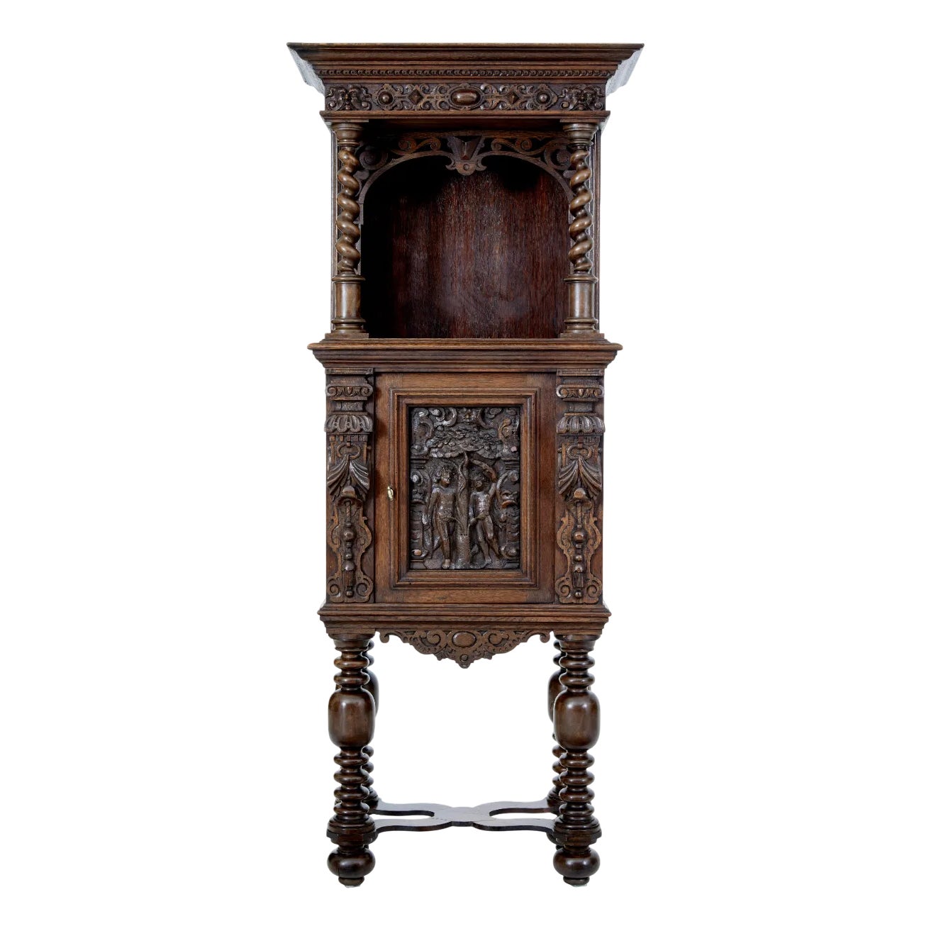 Antique Flemish Hall Cupboard in Carved Oak, 1870 | Chairish