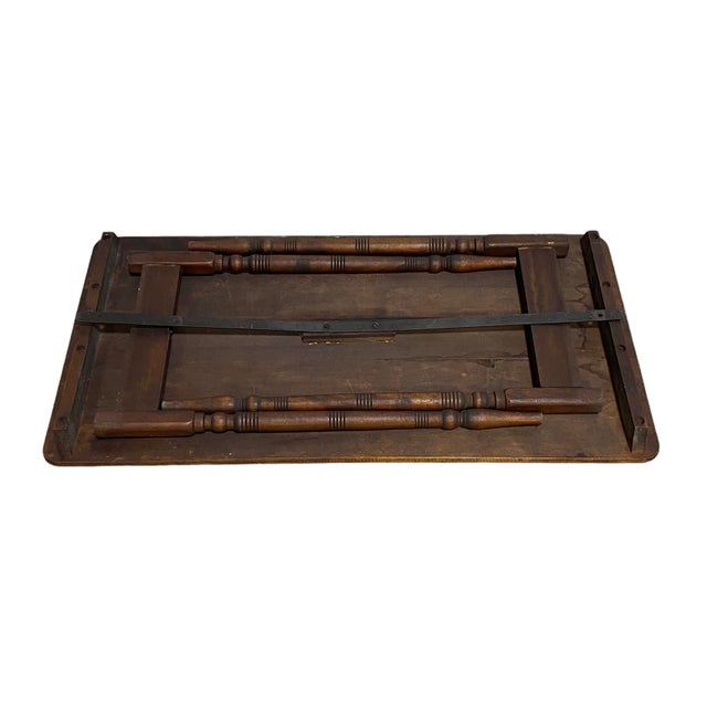 Mid 20th Century Folding Cherry Wood Sewing Table With Stenciled ...