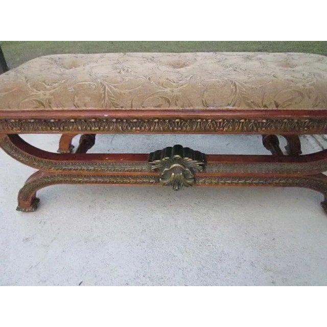 1970s Venetian Style Gold and Brown Wood Toasted Almond Upholstered ...