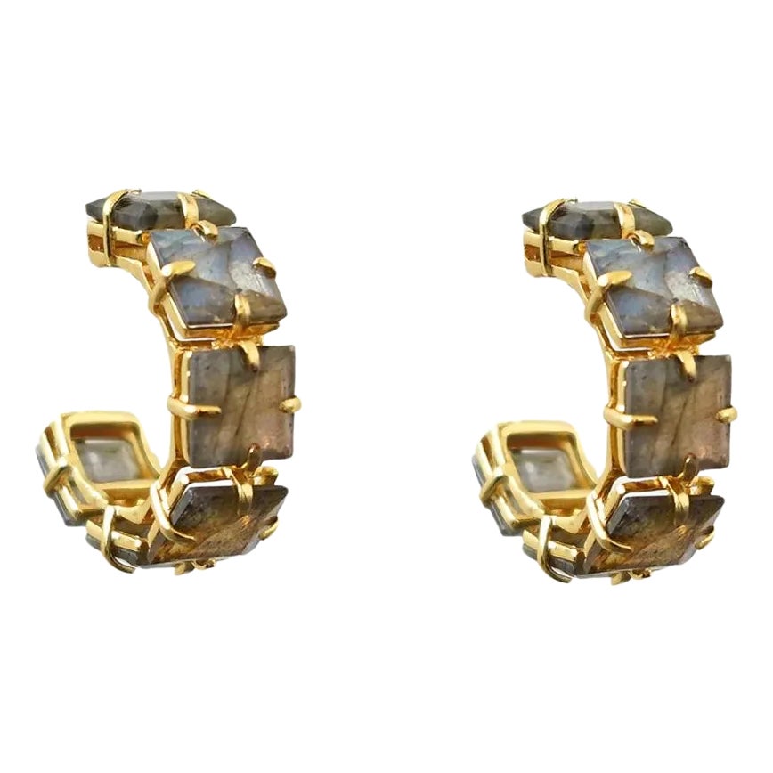 Alanna Hoops (Gray) (Pierced French Clip) | Chairish