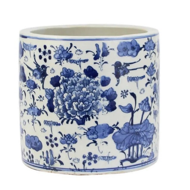 Midsize Round Floral Planter | Chairish