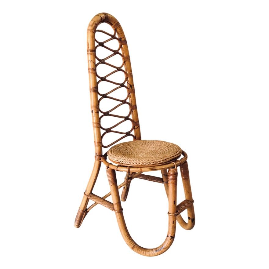 Mid-Century Bamboo High Back Chair from Rohé Noordwolde, Netherlands ...