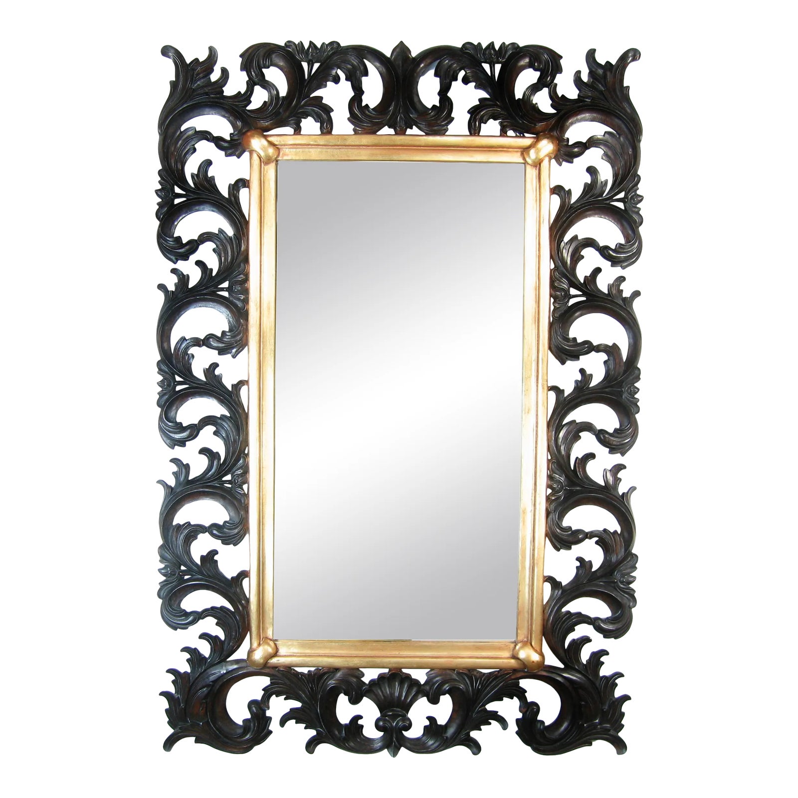 Large French Giltwood Scrolled Leaf Mirror Frame | Chairish