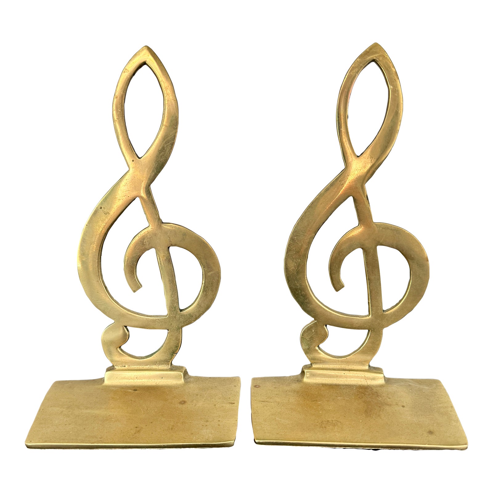 Vintage Solid Brass Musical Clef Bookends - a Pair | Chairish