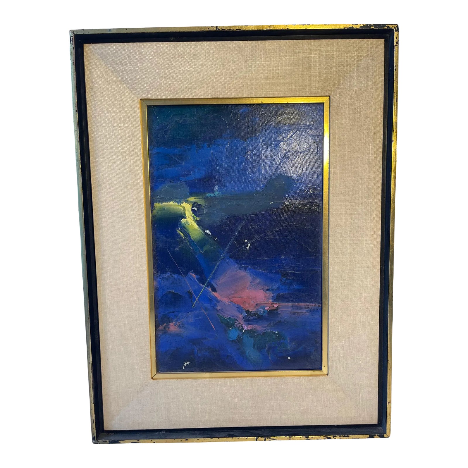 Mid 20th Century “Sound” Abstract Oil Painting by Earl Daniels, Framed ...