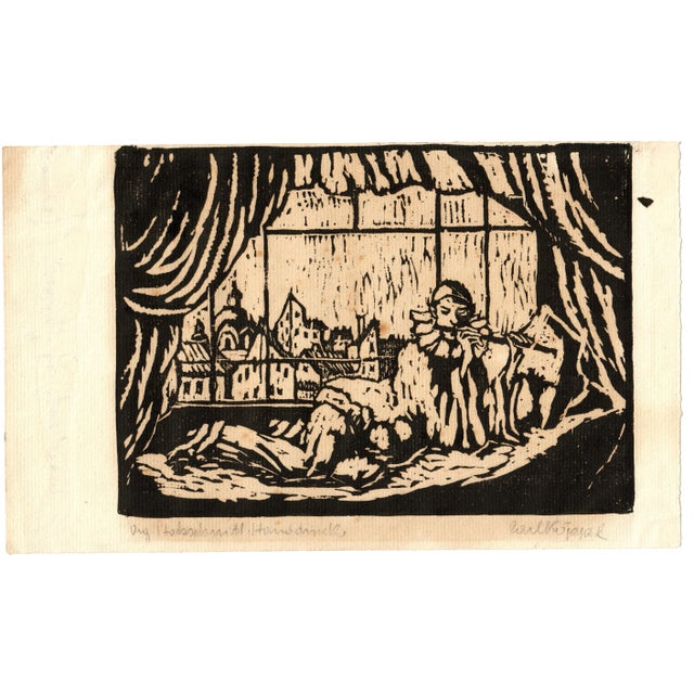 Mid 20th Century German Woodcut by Voppel | Chairish