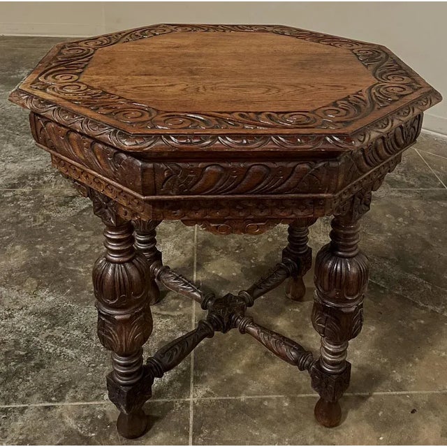 Antique Renaissance Octagonal End Table | Chairish