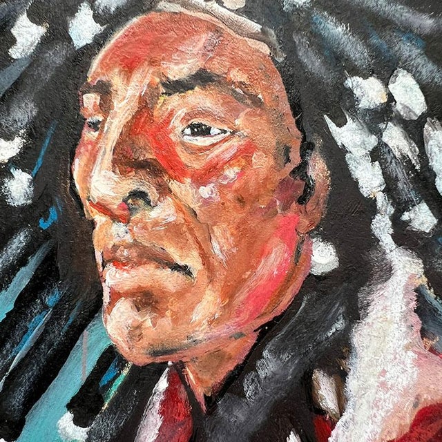 Iroquois Native American Portrait Painting Turtle Clan Warrior - Signed ...