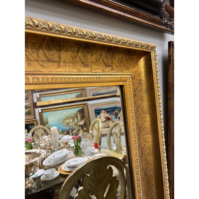Vintage Wide Gold Frame Floor Mirror | Chairish