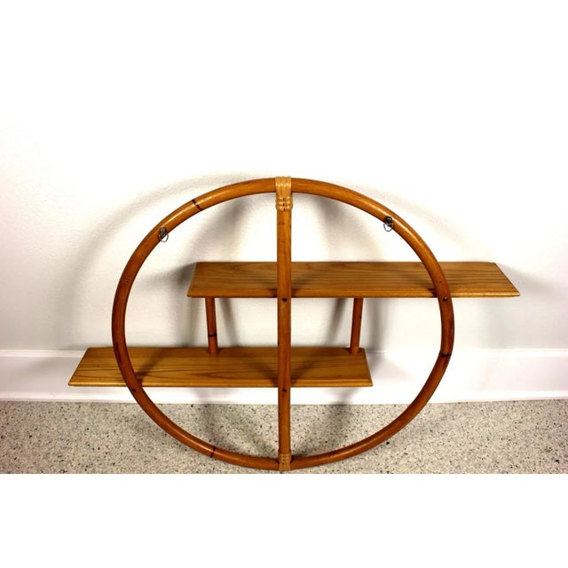 Vintage Rattan Round Circle Wall Shelf Hanger Boho Bohemian Bamboo ...