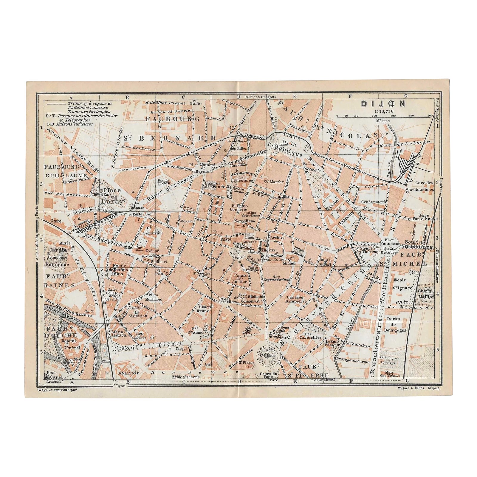 Antique Map of Dijon France | Chairish