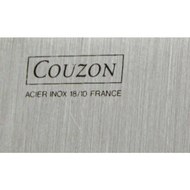 French Art Deco Jean Couzon Stainless Serving Tray With Marbled Blue ...