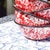 Red and White Splatter Enamelware Metal Bowls - Set of 4 | Chairish