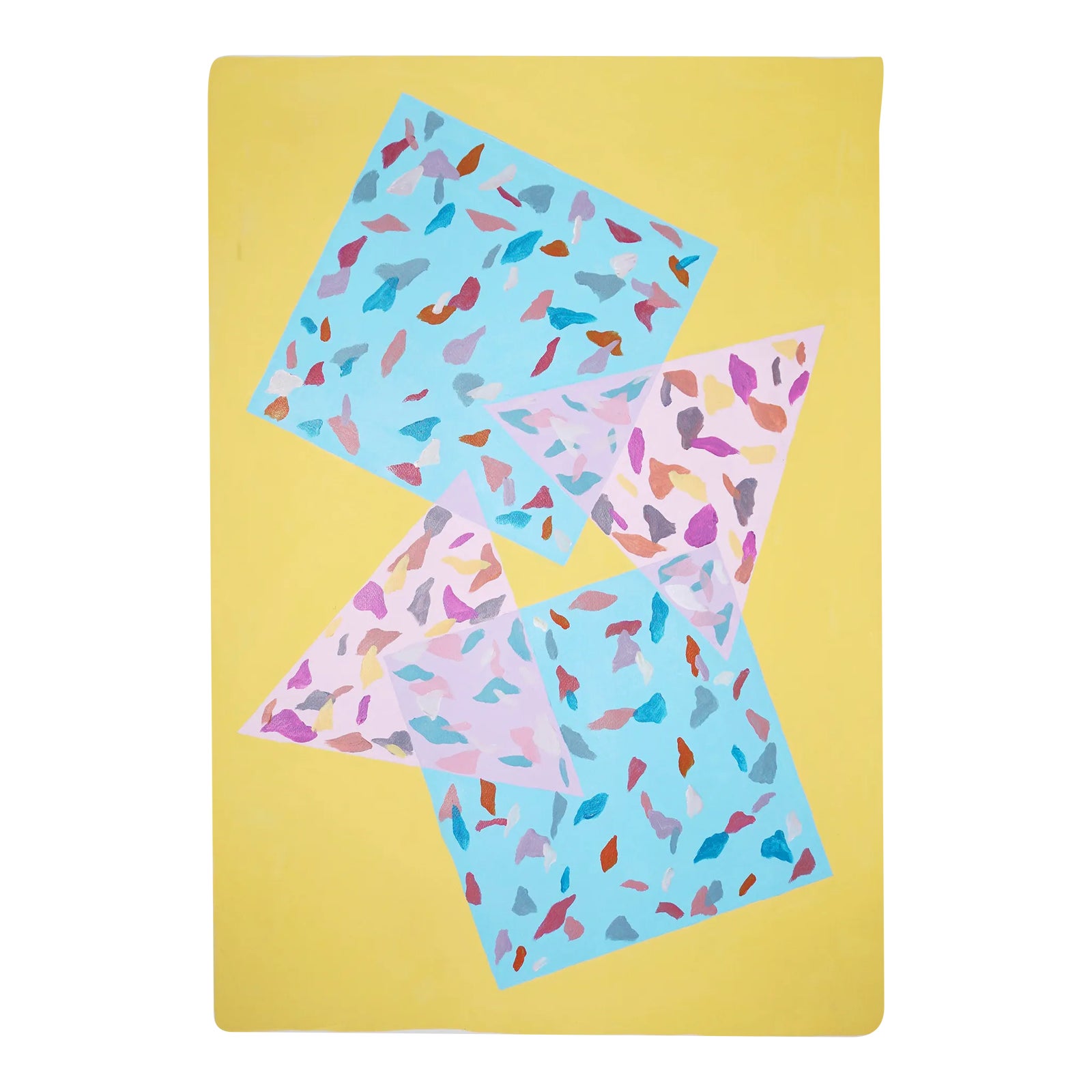 2022 "Blue and Pink Terrazzo Flor" Abstract Acrylic Painting on ...