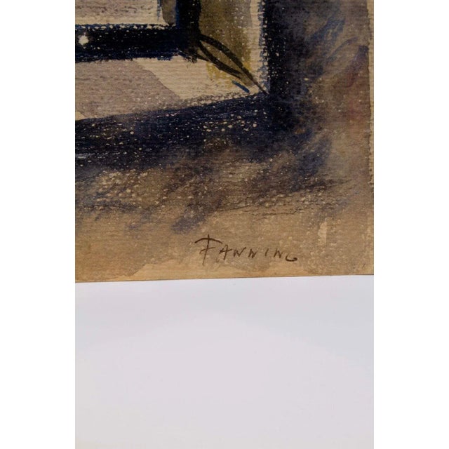 Vintage Signed Architecture Through Window Modern Watercolor Painting ...