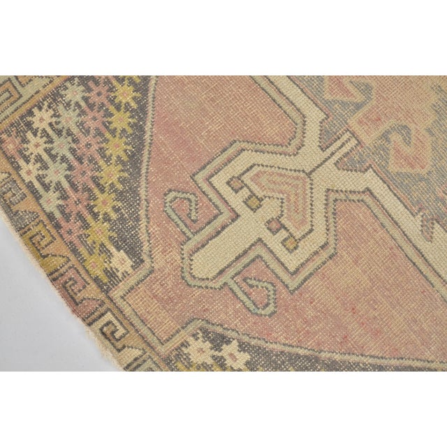 Pink Pastel Color Antique Turkish Oushak Handmade Rug | Chairish