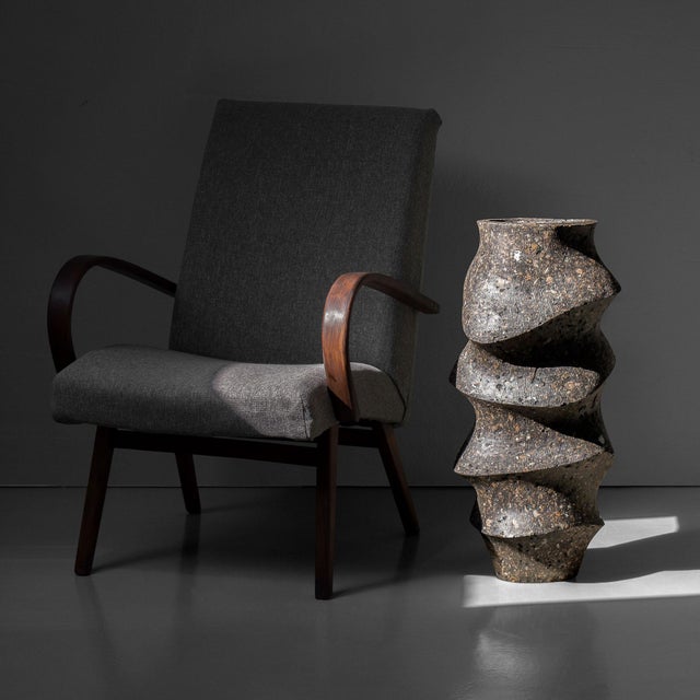 Sculptural Brutalist Minimalist Floor Vase Sculpture | Chairish