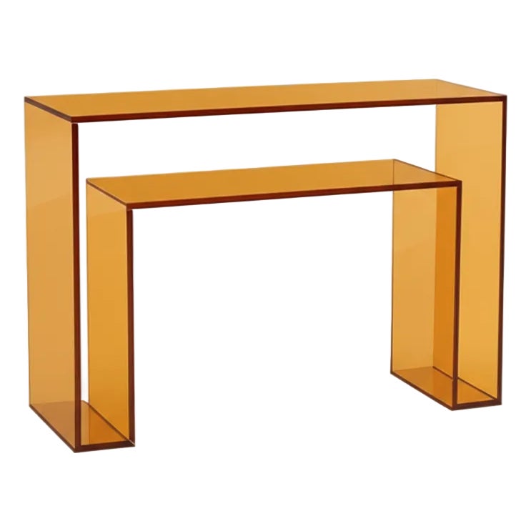 Acrylic Double-Decker Transparent Amber Console | Chairish