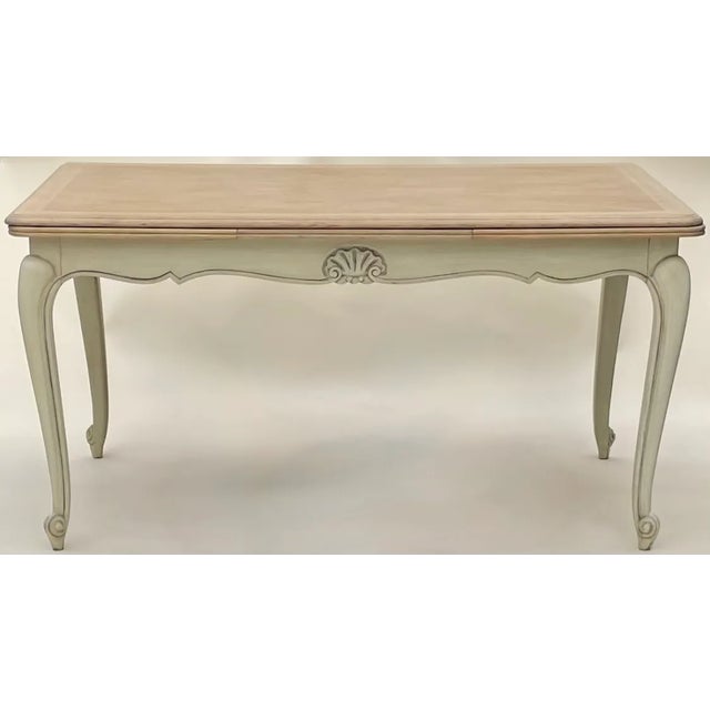 French Draw Leaf Dining Table Parquet Top Circa 1900, Painted Base ...