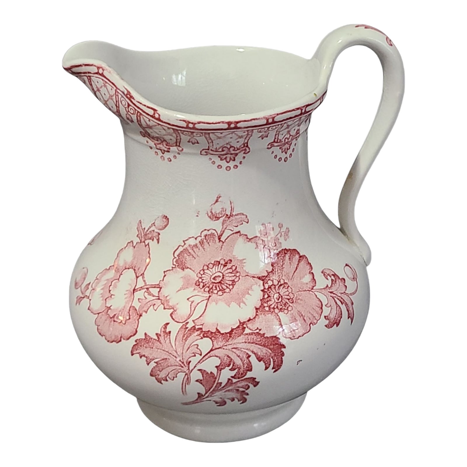 Vintage Kingston F. Winkle English Red Transfer Ware Floral Milk ...