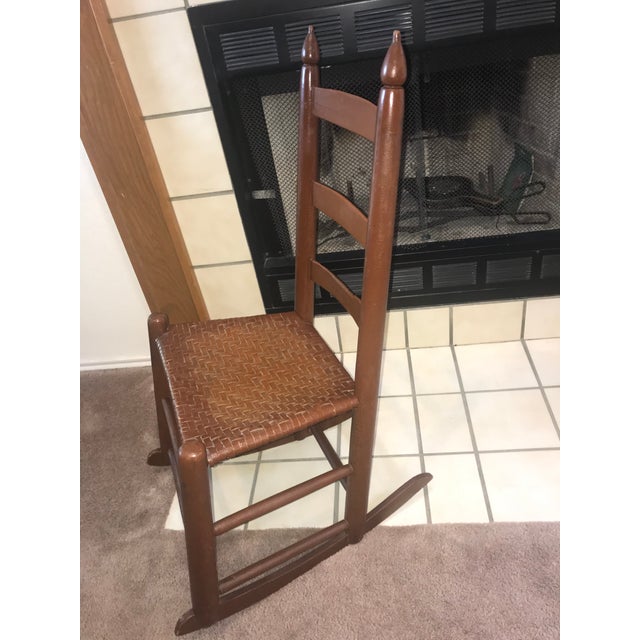 Early 20th Century Early American Ladder Back Rocking Chair With Double ...