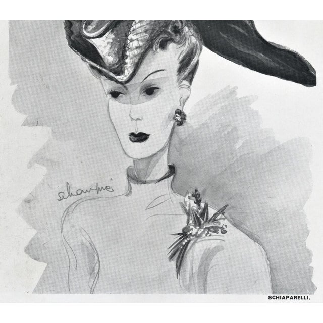 Matted 1939 Schiaparelli Fashion Hat Design Print | Chairish